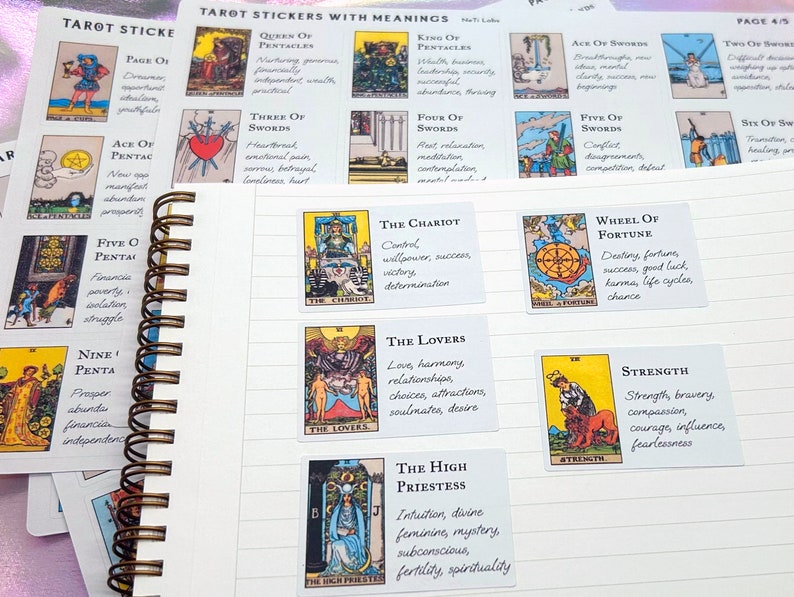 Tarot Stickers With Meanings Small Rider Waite 78 Cards Full Deck ...