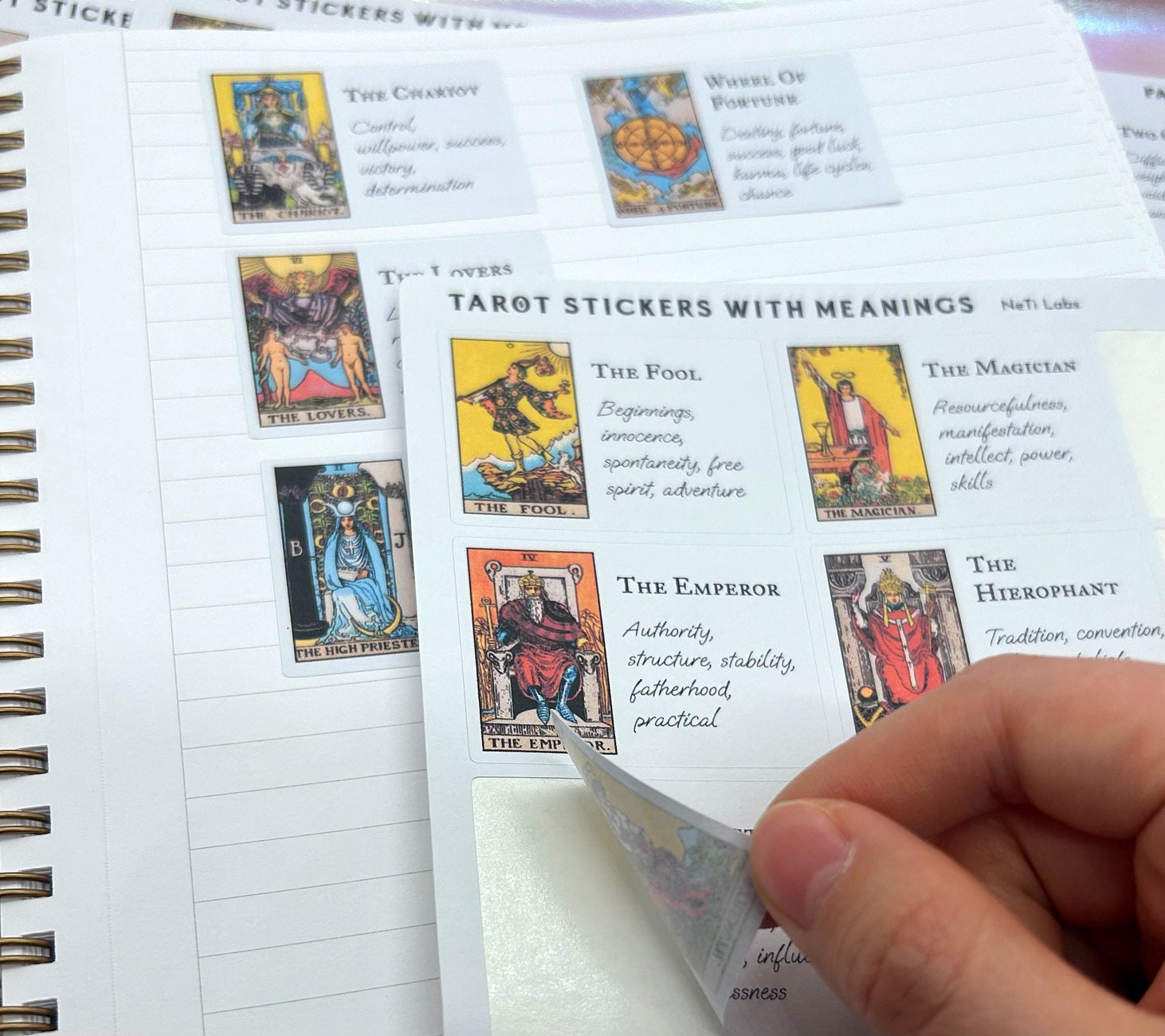 Tarot Stickers With Meanings Small Rider Waite 78 Cards Full Deck ...