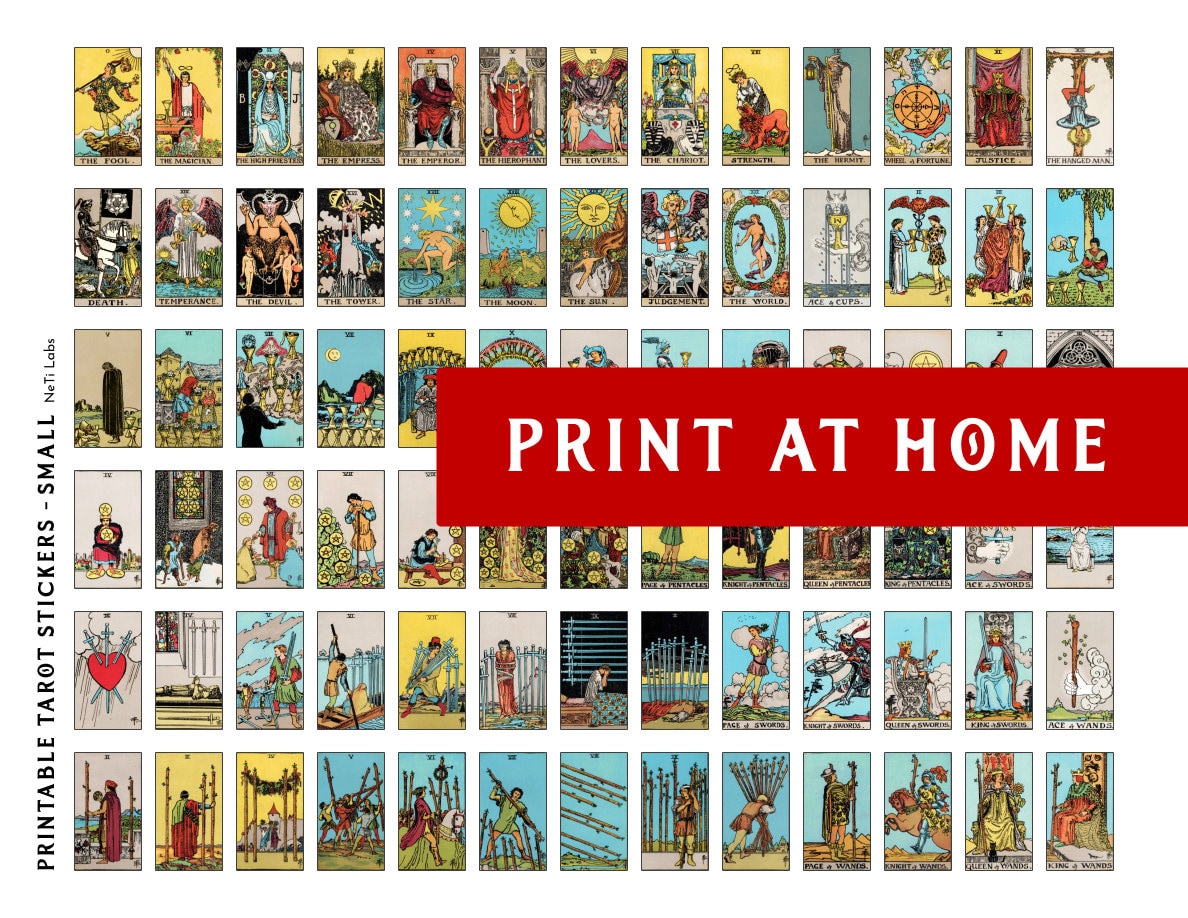 Printable Tarot Stickers Small, Rider Waite, PDF PNG JPG Digital, Tarot ...