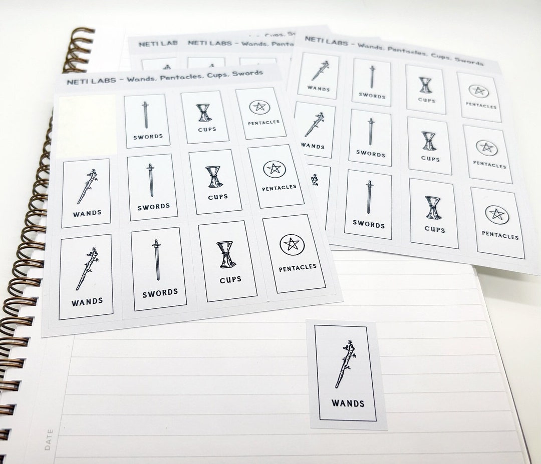 Small Tarot Minor Arcana Stickers - 24 Mini Rider Waite Inspired, 6 X ...
