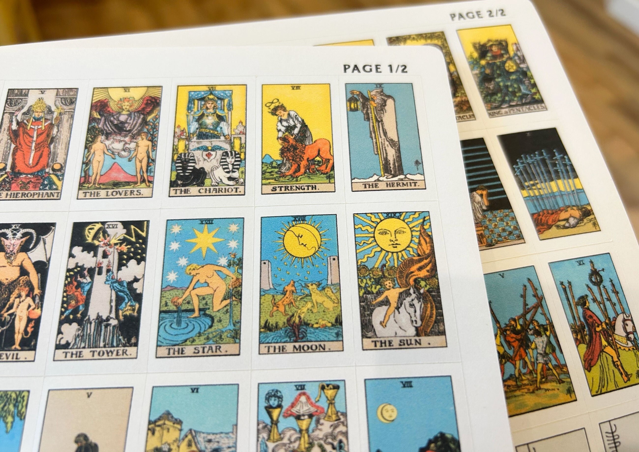 Small Tarot Card Stickers Rider Waite 78 Card Full Tarot Deck 2 Back ...
