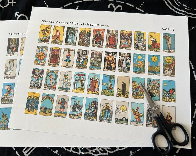 Printable Tarot Stickers Medium, Rider Waite, PDF PNG JPG Digital ...