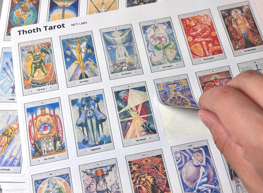 Thoth Tarot Card Sticker Sheets - 78 Card Full Tarot Deck + 6 Back Stickers (4 Pages), Tarot ...