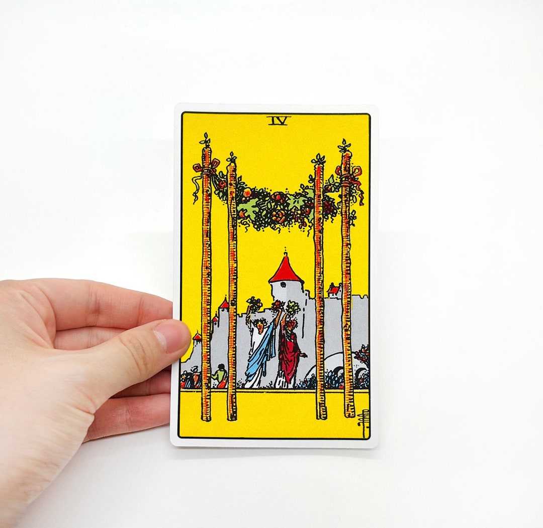 Tarot Sticker "four of Wands" Large - Rider-waite Minor Arcana Reading ...