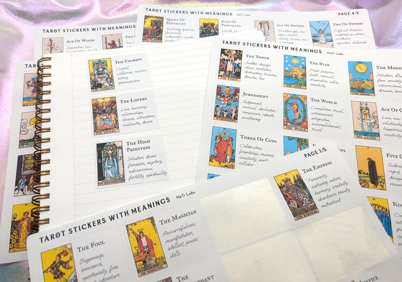 Tarot Stickers With Meanings Small Rider Waite 78 Cards Full Deck ...