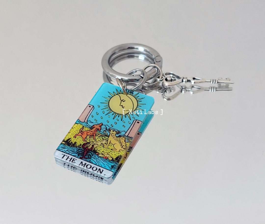 The Moon - Tarot Card Keychain Acrylic, Rider Waite Classic Design ...