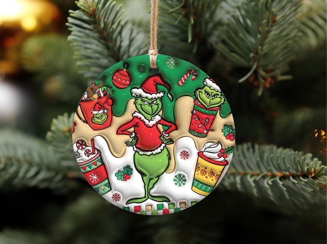Xmas Ceramic Ornament, Tree Decoration, Grinch Ornament, Xmas Gift ...