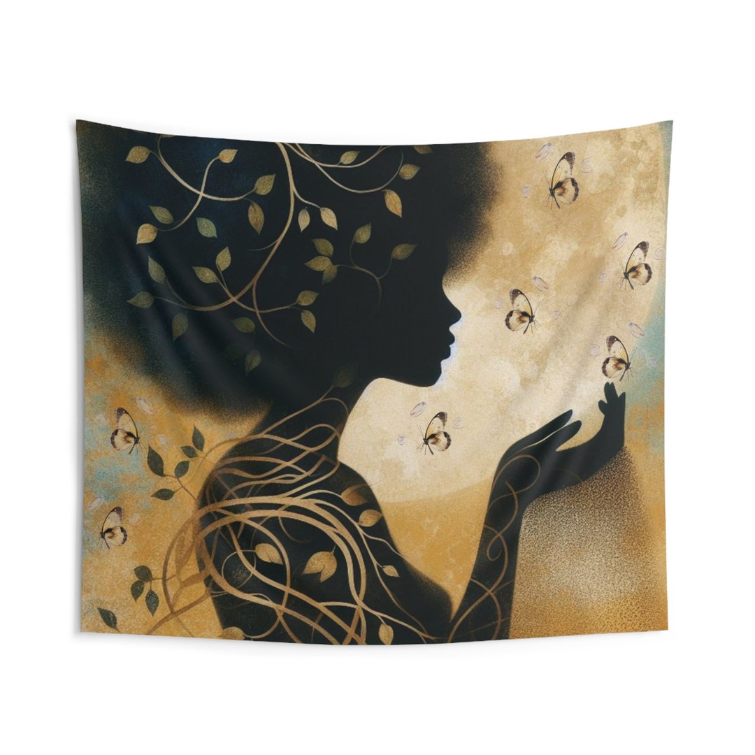 Black Women Art, Black Art, Indoor Wall Tapestry, Black Women Tapestry ...