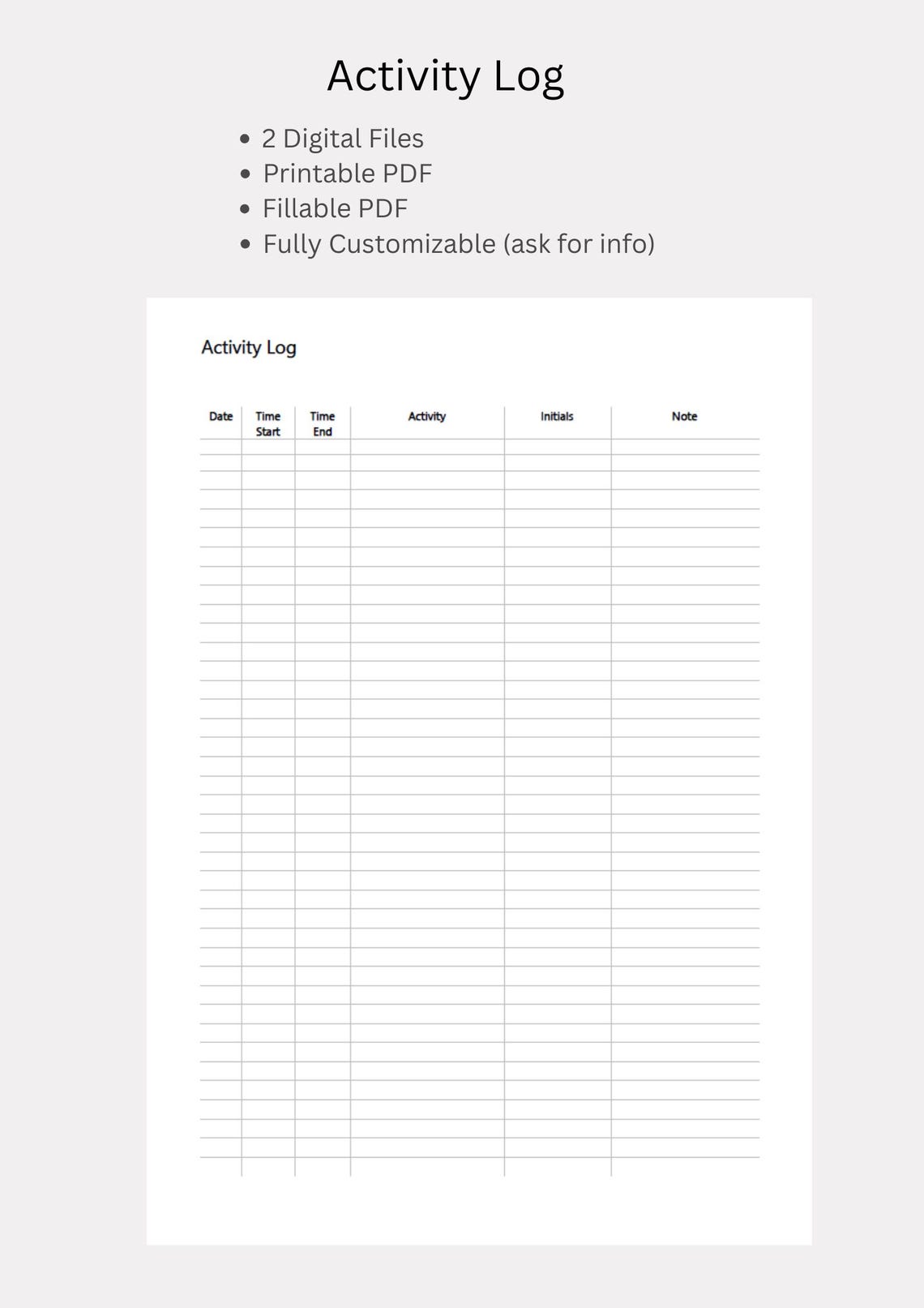 Activity Log – Daily Activity Tracker (printable & Fillable PDF) - Etsy