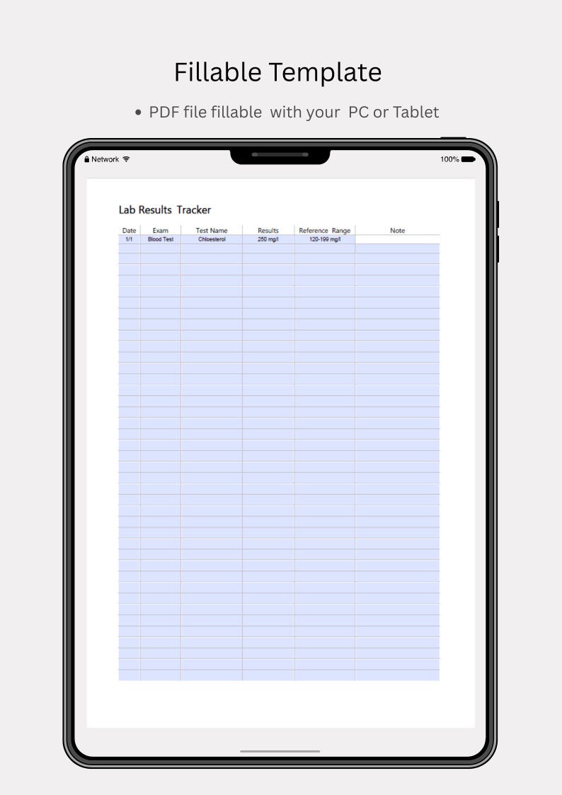 Lab Test Results Tracker | Medical Log A4 (PDF) - Etsy