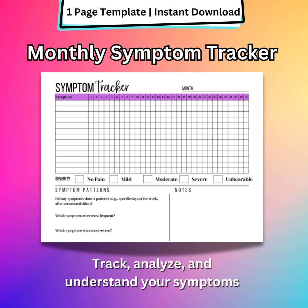 Undated Symptom Tracker PDF | Printable & Digital Health Tracker for ...