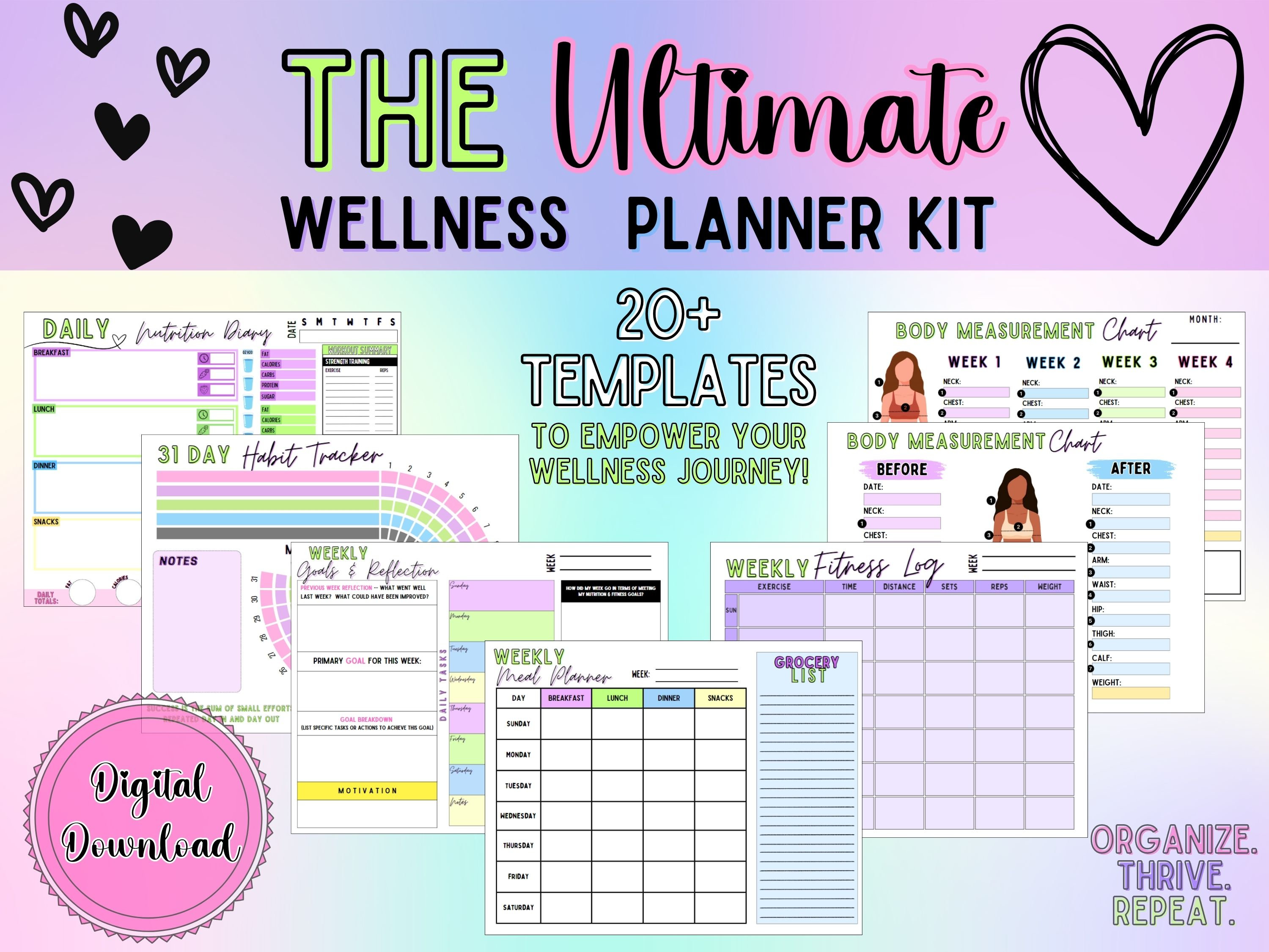 Printable & Digital Wellness Tracker Transform Your Body Habit Tracker ...