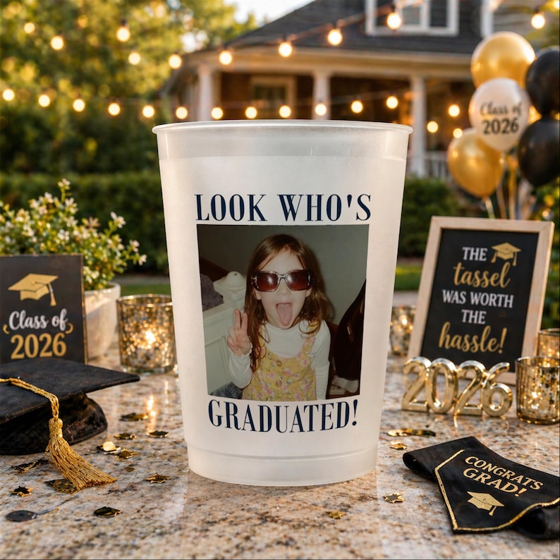 Custom Photo Graduation Party Cup | Personalized Grad Favor | Senior ...