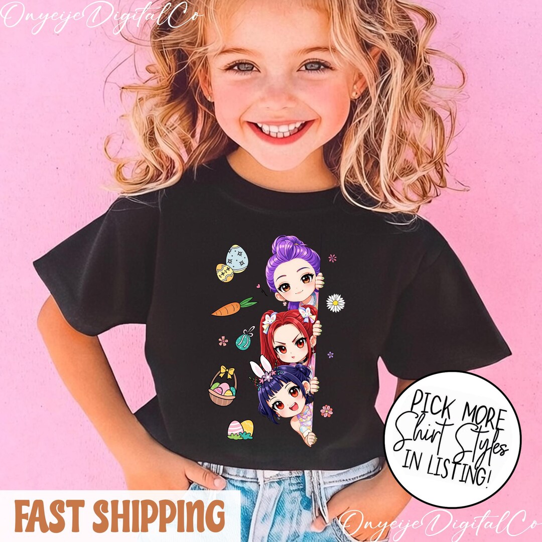 Huntrix Girls Kpop Demon Hunter T-shirt | Kids Easter Shirt | Happy ...