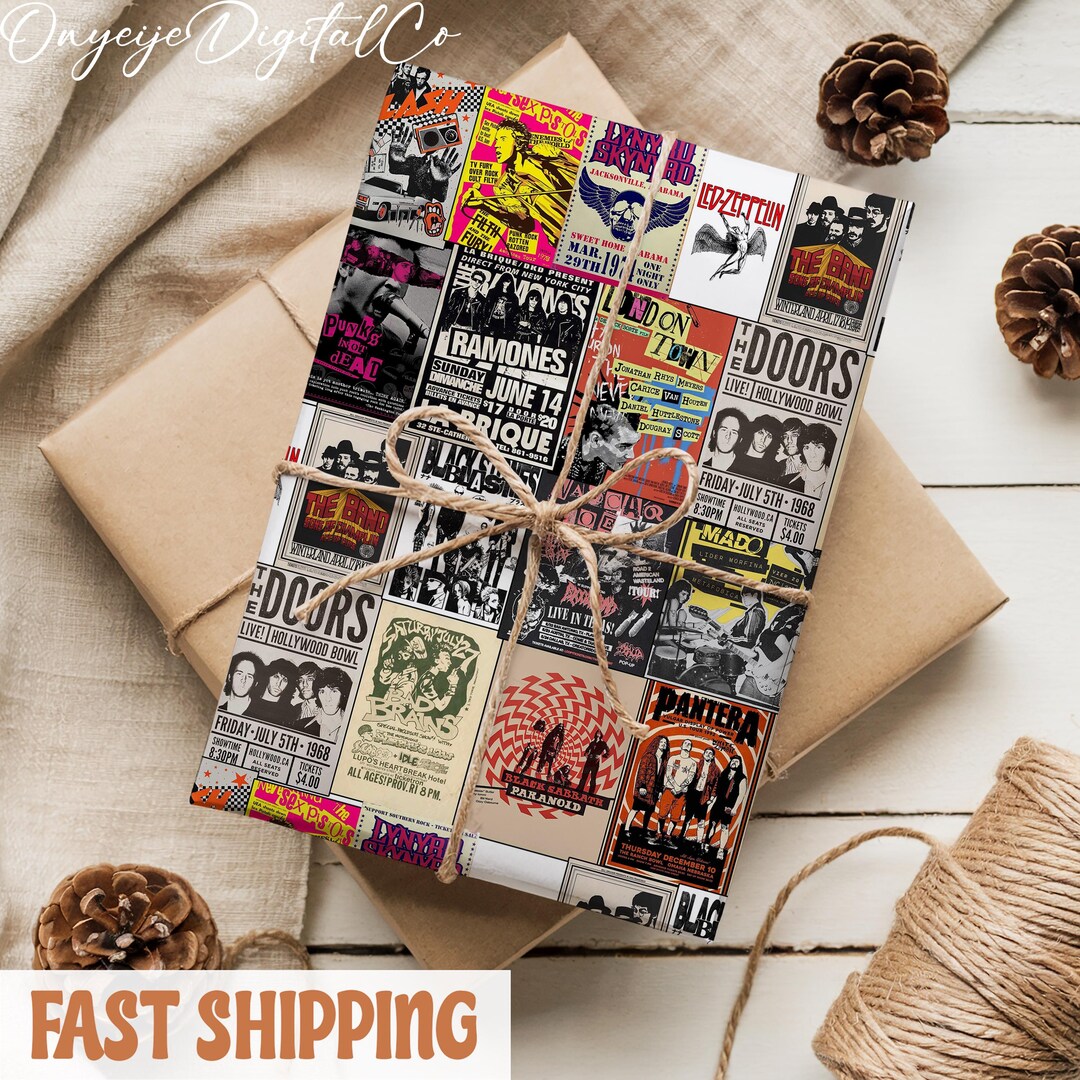 Vintage Punk Rock Band Wrapping Paper – Alternative Music Christmas ...