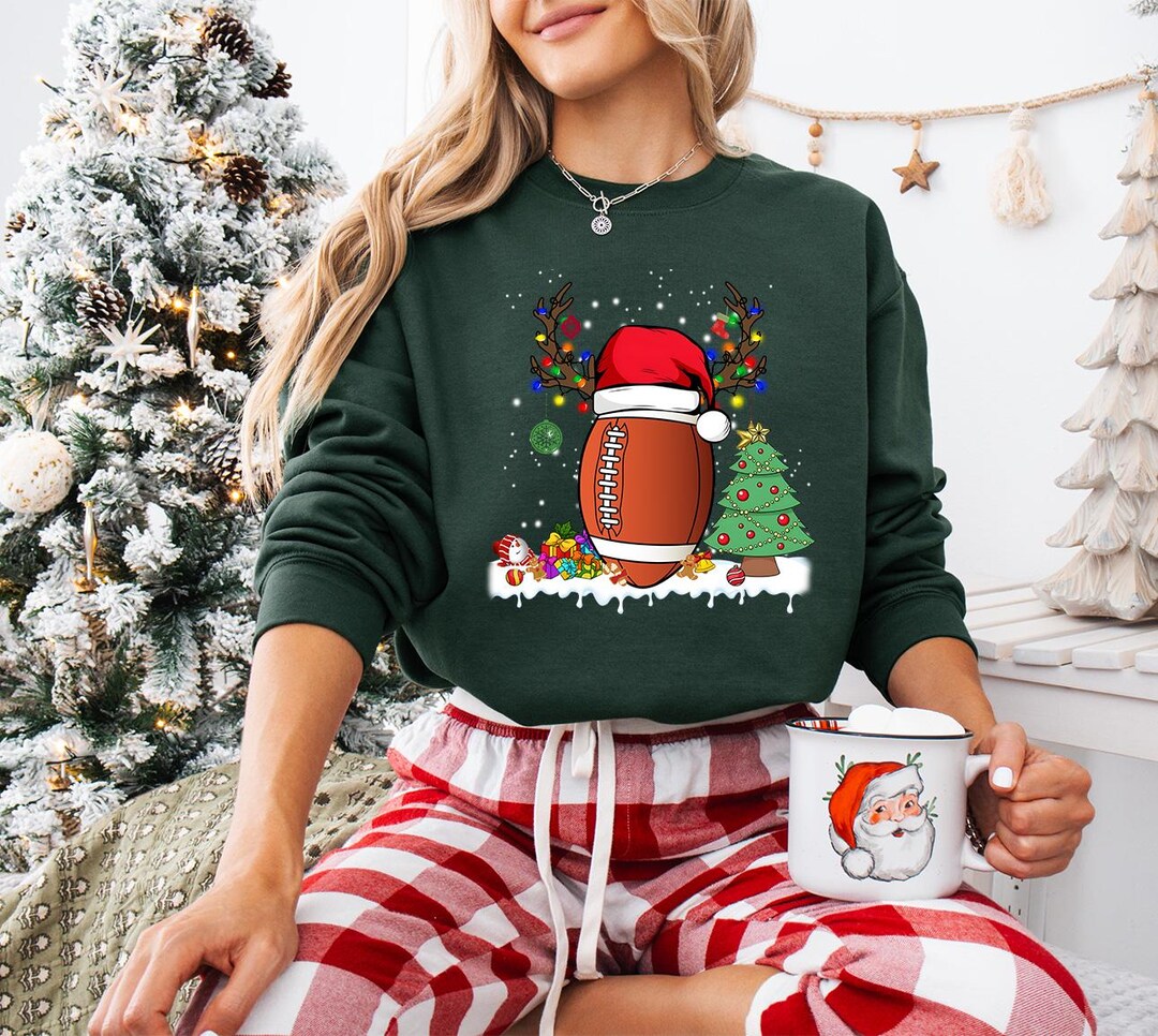 Reindeer Football Christmas Sweatshirt, Football Christmas Shirt, Xmas ...