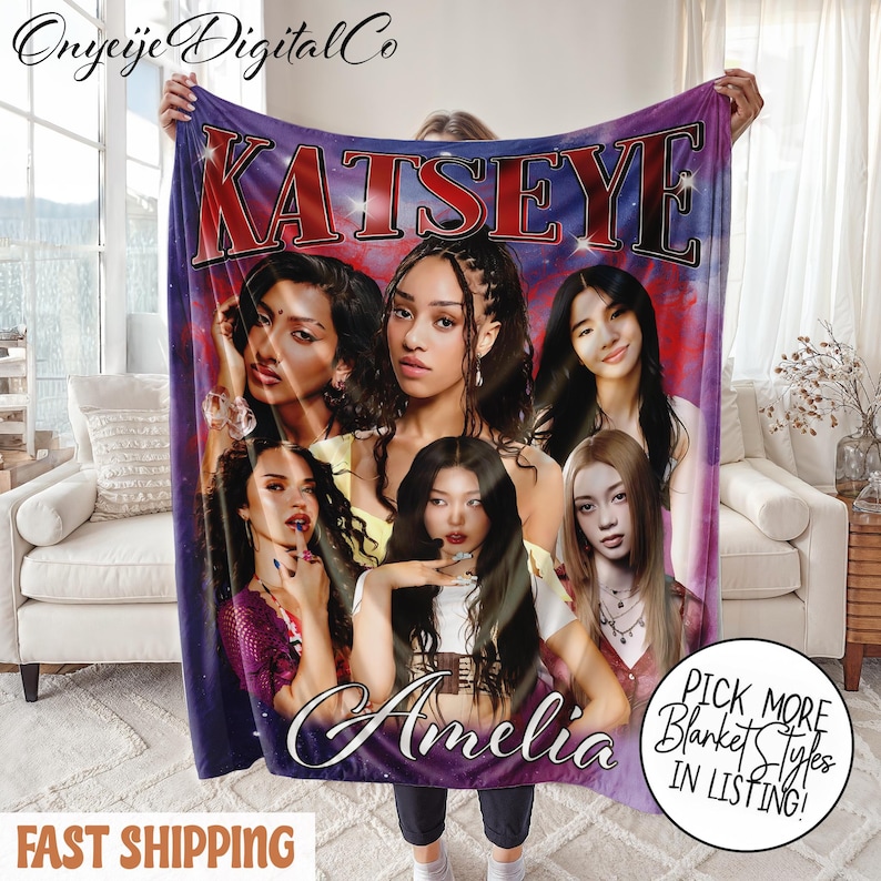 Vintage Katseye K-pop Blanket – Cozy Fandom Throw Gift for K-pop Fans ...