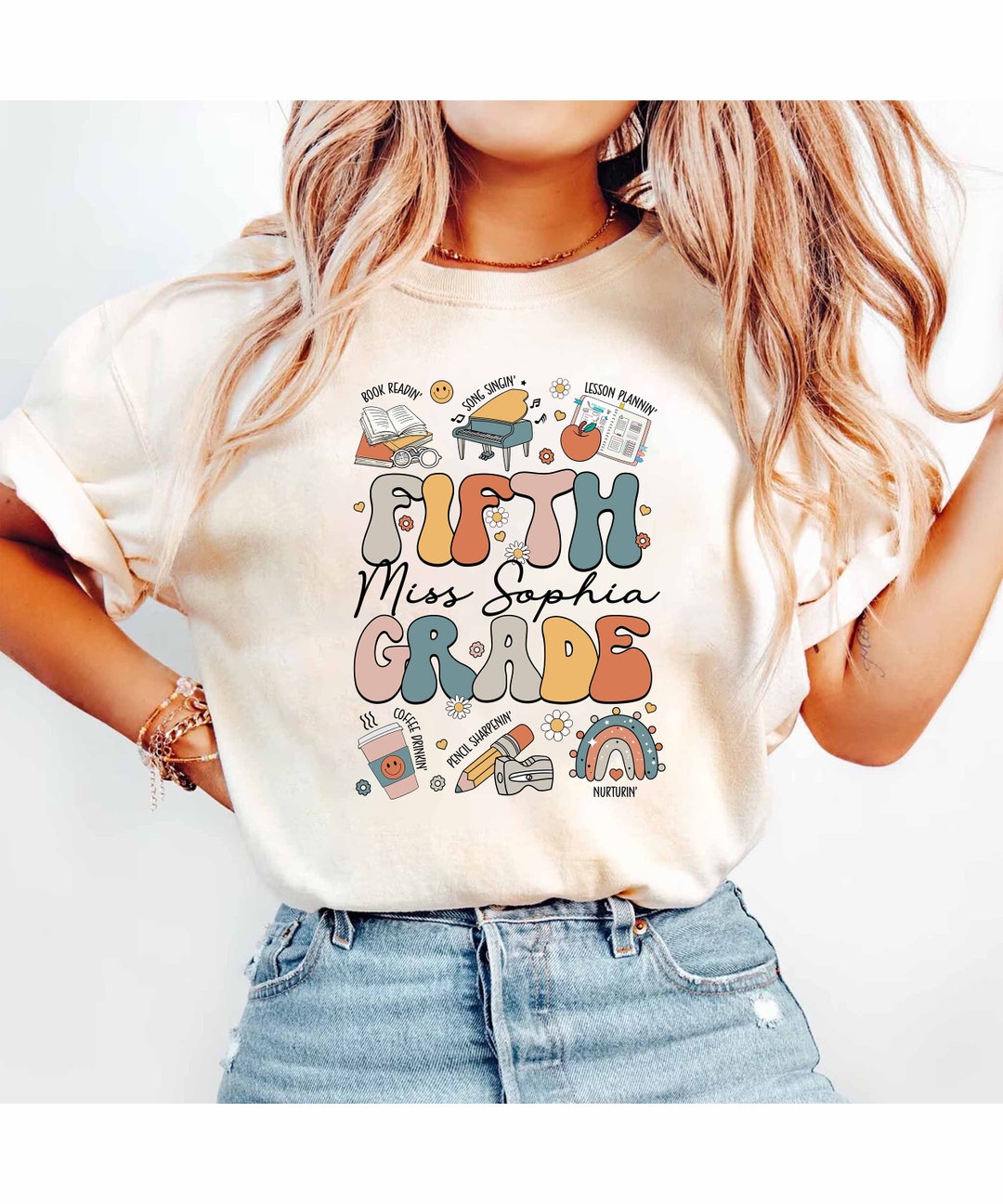 Custom Teacher Png, 5th Grade Teacher Shirt, 5th Grade Shirt, Hello ...