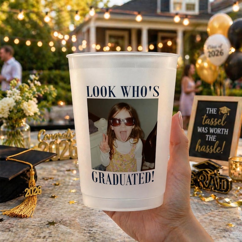 Custom Photo Graduation Party Cup | Personalized Grad Favor | Senior ...