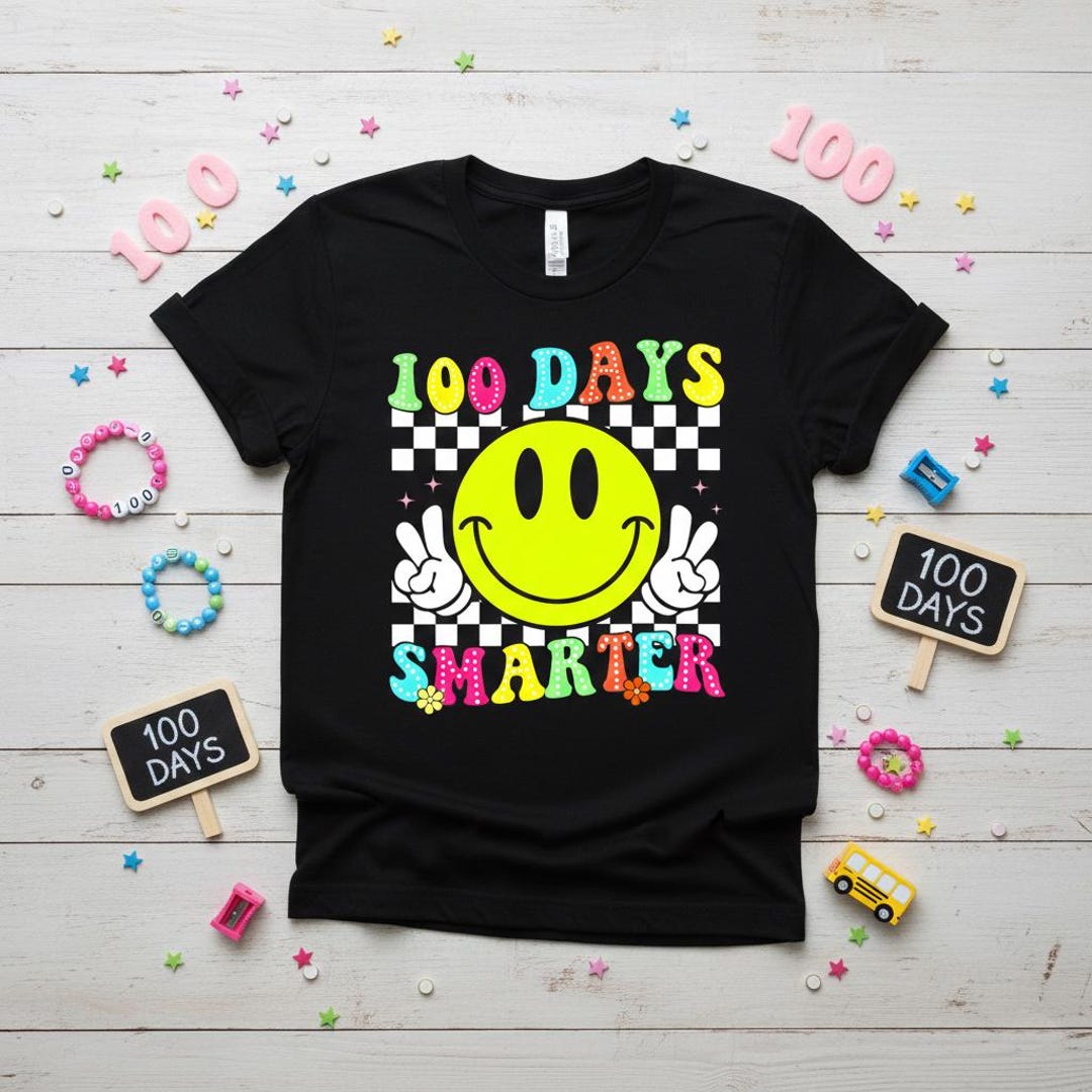 100 Days Smarter Smiley Face PNG, 100th Day of School Smile Design ...