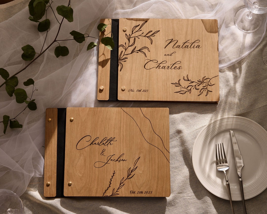 Wooden Wedding Guest Book - Personalized Laser Engraved,wedding Decor ...