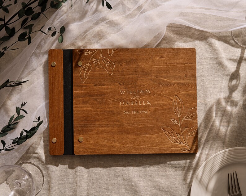 Wooden Wedding Guest Book, Photo Album, Personalized Laser Engraved ...