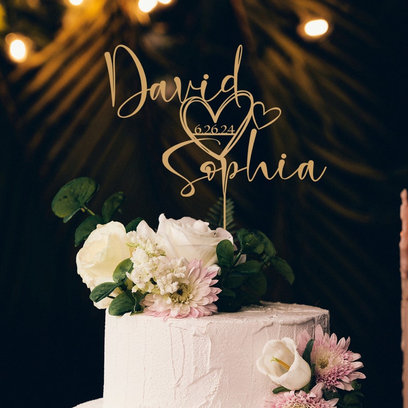 Cake Topper for Weddings,wedding Cake Topper With a Heart and a Date ...