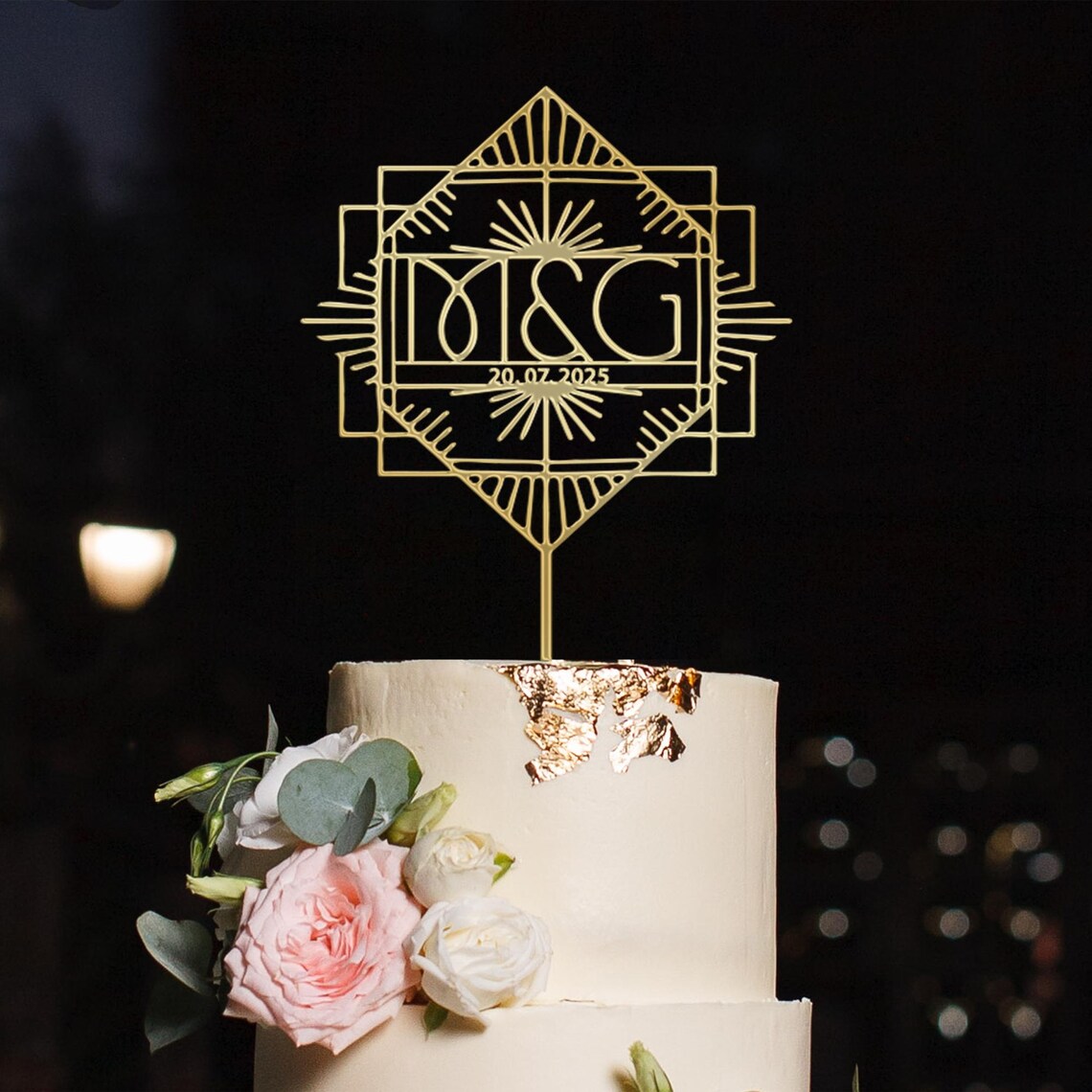 Vintage Cake Toppers, Initials Monogram Cake Topper, Wedding Cake ...