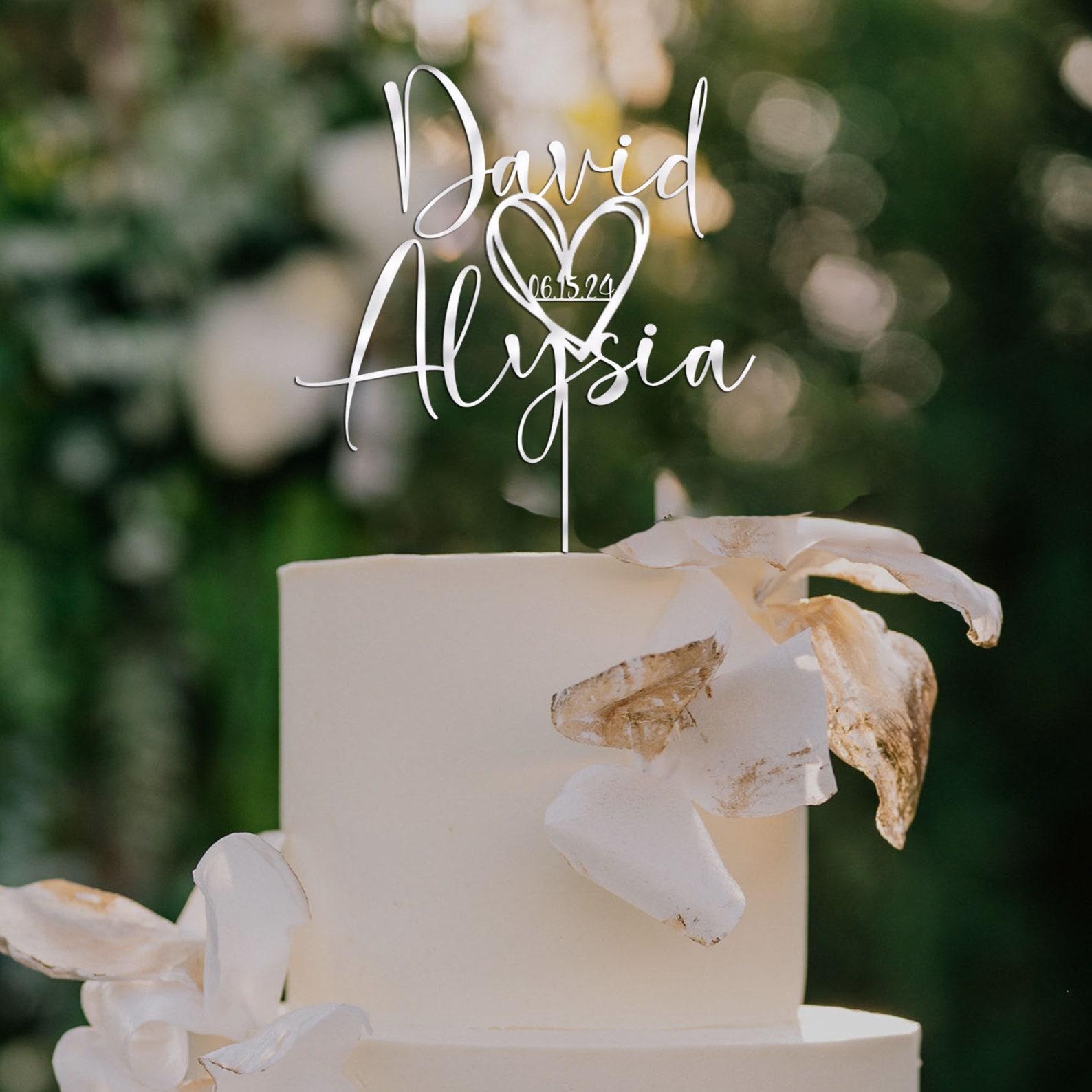 Cake Topper for Weddings,wedding Cake Topper With a Heart and a Date ...