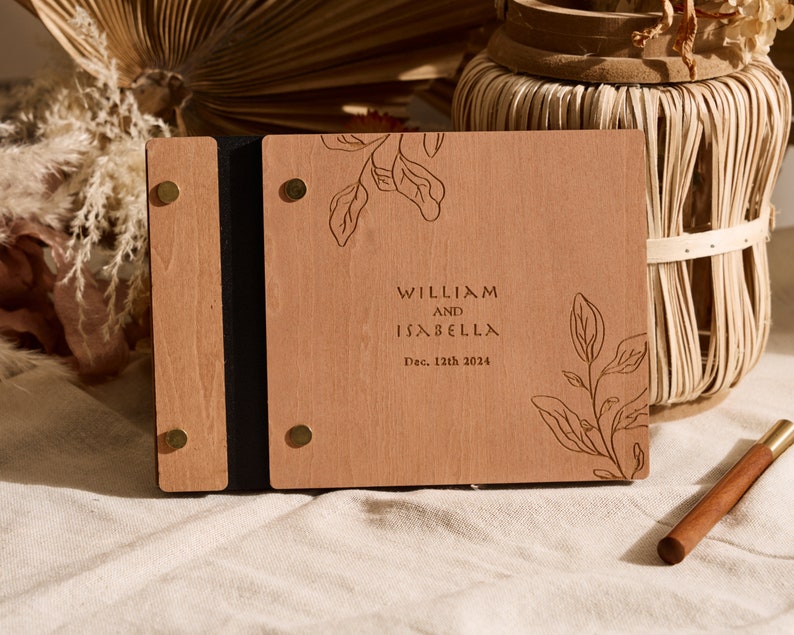 Wooden Wedding Guest Book, Photo Album, Personalized Laser Engraved ...