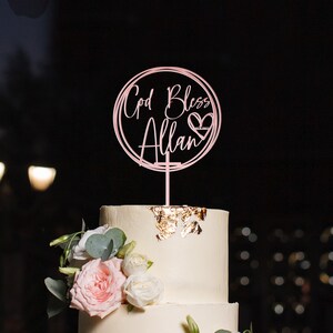 God Bless Cake Topper,personalized Natural Wood Cake Topper,baptism ...