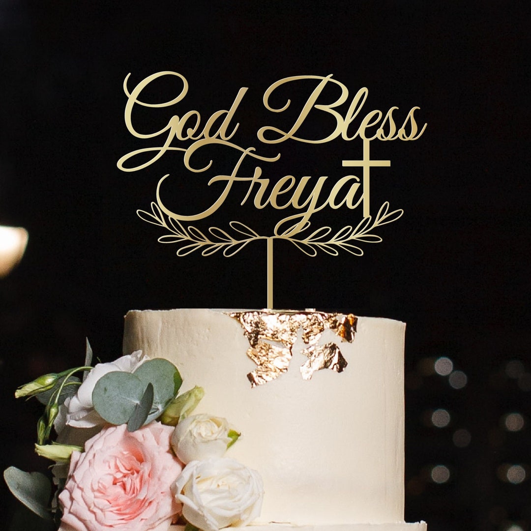 Personalized Baptism Cake Topper,god Bless Cake Topper, Wreath ...