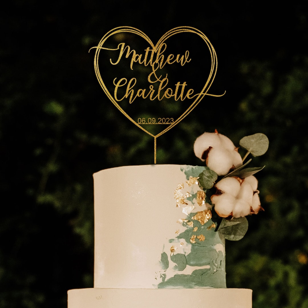 Topper de pastel para bodas, topper de pastel de boda con un corazón y ...