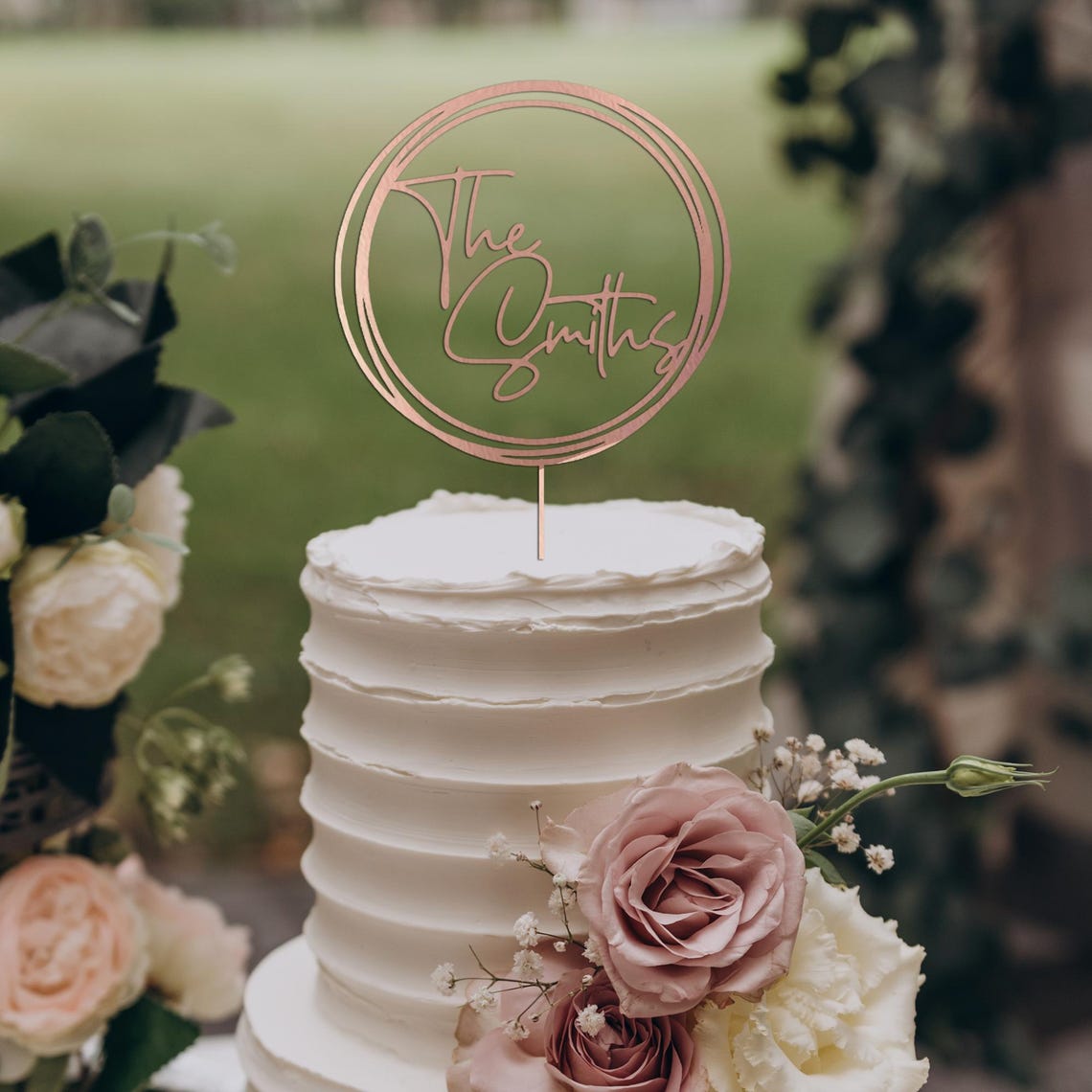 Gold Cake Topper for Wedding, Personalized Cake Topper, Rustic Wedding ...