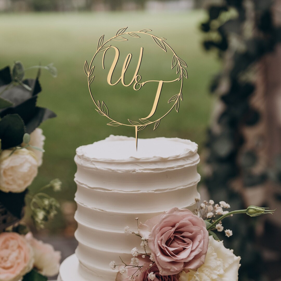 Topper de pastel de oro para boda, topper de pastel personalizado ...