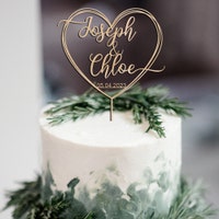 Cake Topper for Weddings,wedding Cake Topper With a Heart and a Date ...
