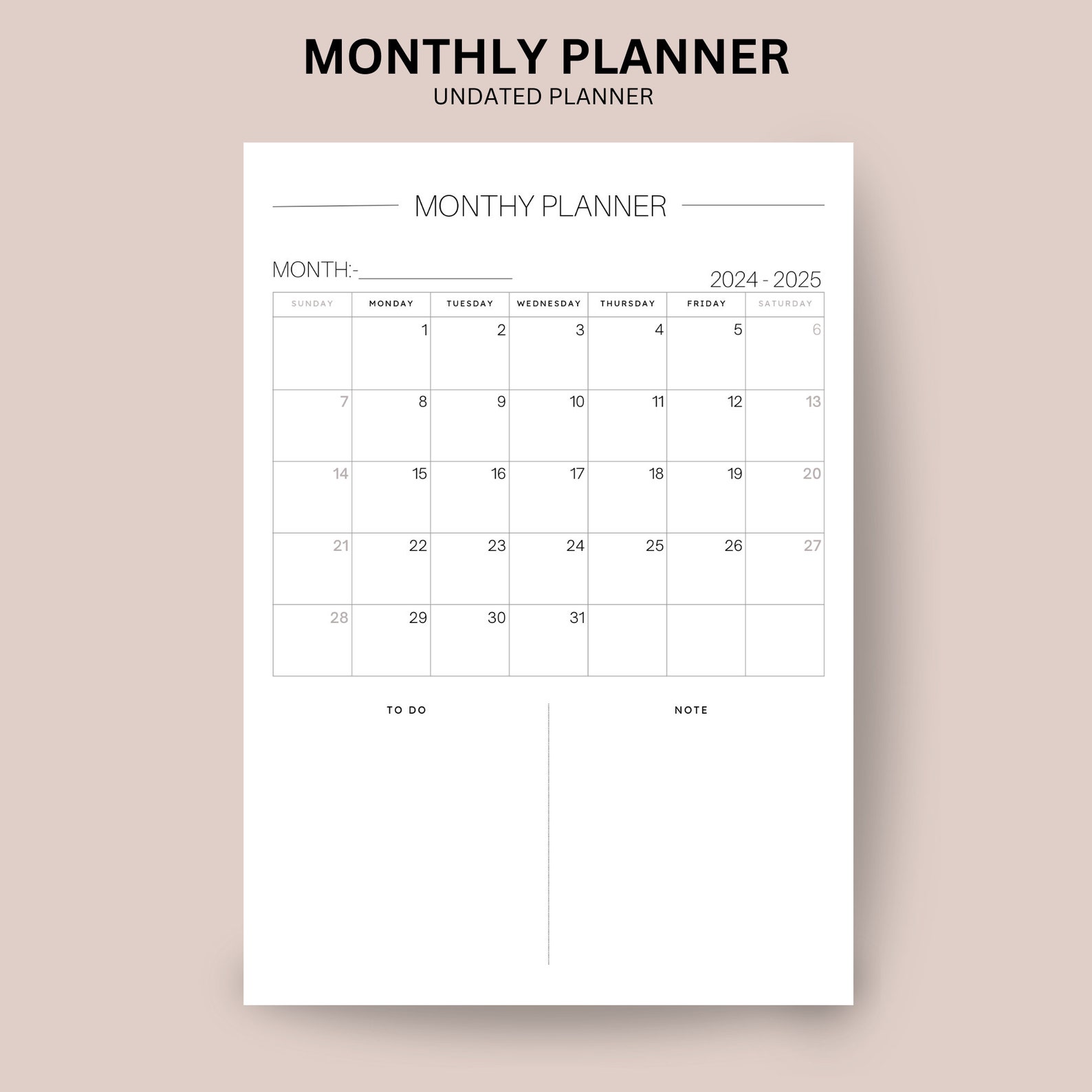 PRODUCTIVITY PLANNER Printable Template,monthly,weekly,daily Planner to ...