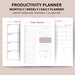 PRODUCTIVITY PLANNER Printable Template,monthly,weekly,daily Planner to ...