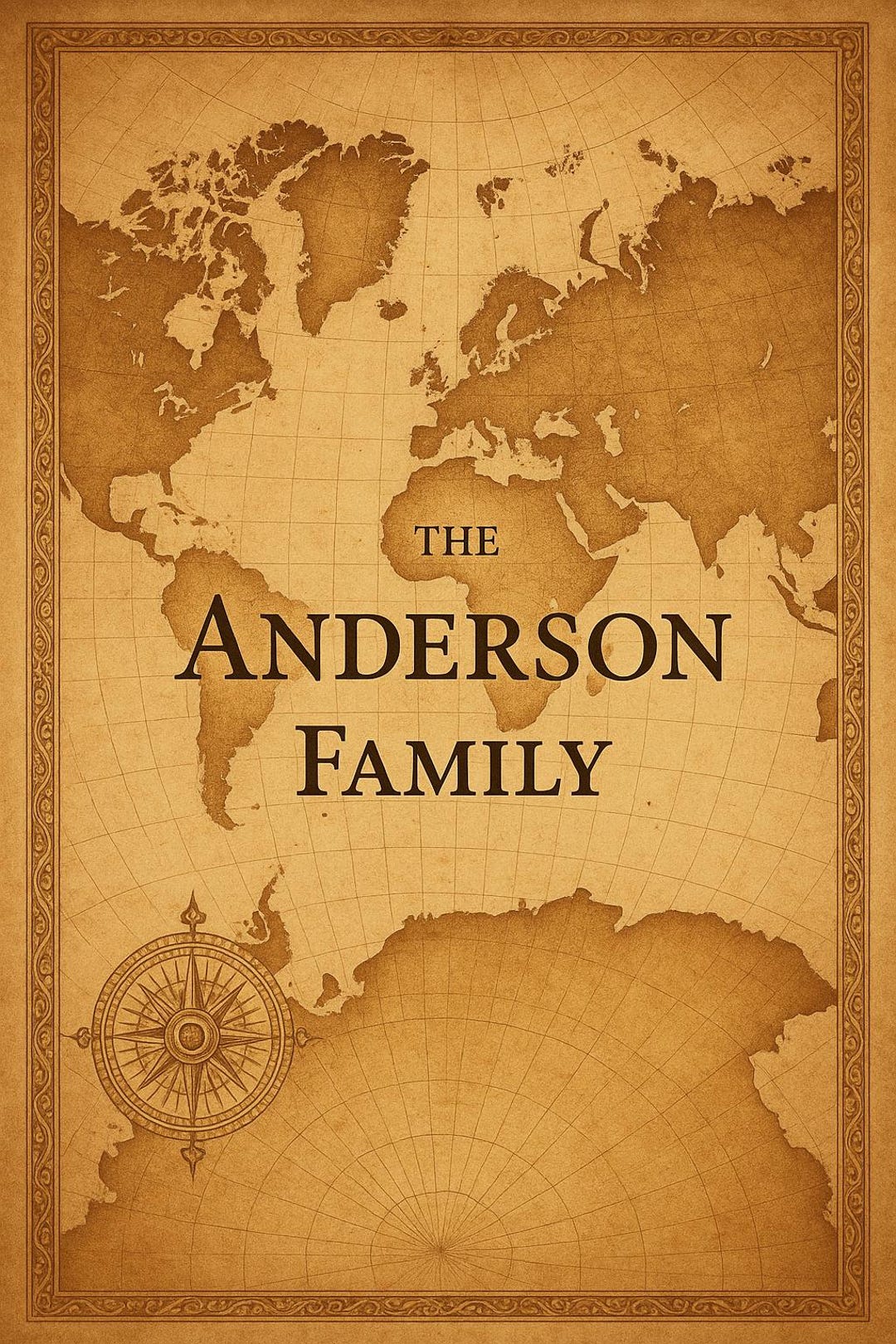 Personalized Vintage World Map Family Name Print (digital Download) - Etsy