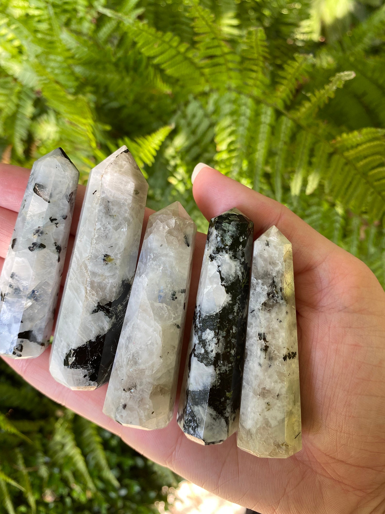 Moonstone Tower Points Moonstone Crystal Obelisk Black & White Small ...