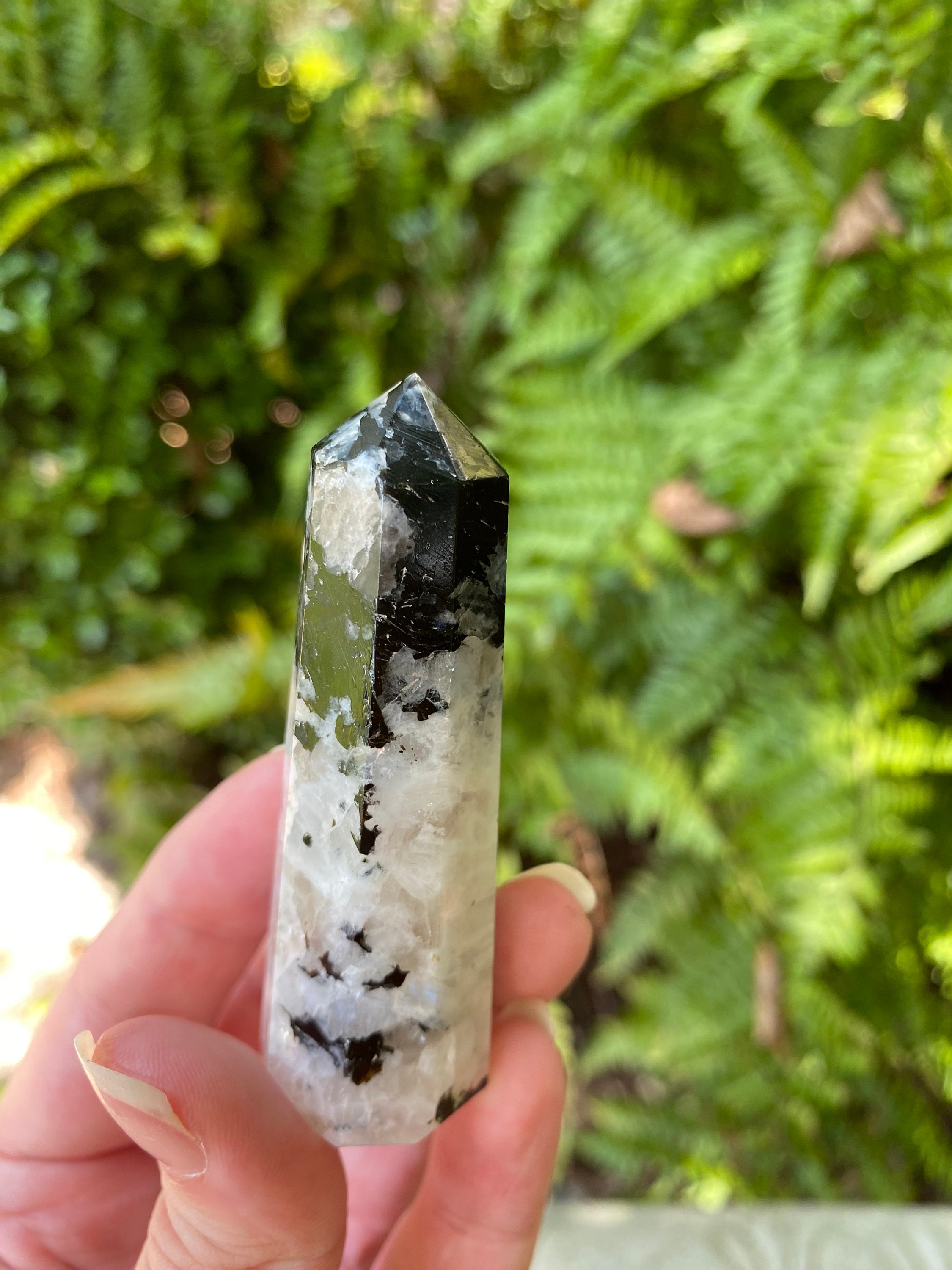 Moonstone Tower Points Moonstone Crystal Obelisk Black & White Small ...