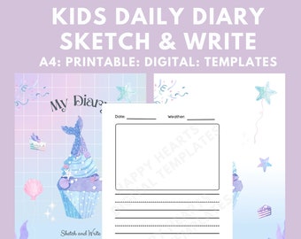 Kids Daily Diary | Cute Picture Journal | Kawaii Teddy Bear | Printable ...