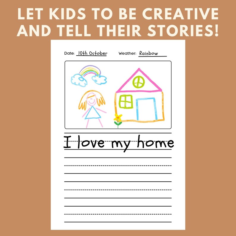 Kids Daily Diary | Cute Picture Journal | Kawaii Teddy Bear | Printable ...