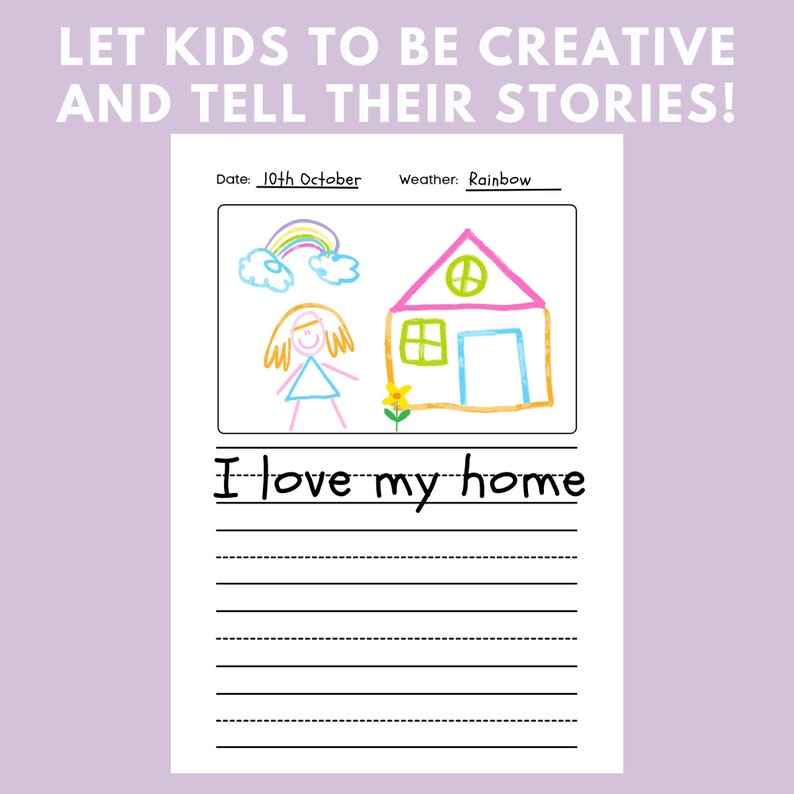 Kids Daily Diary | Cute Picture Journal | Mermaid | Printable Digital ...