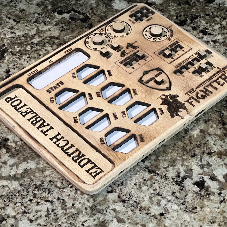 DND Fighter Class Character Adventure Board, Laser Cut Wood Character ...