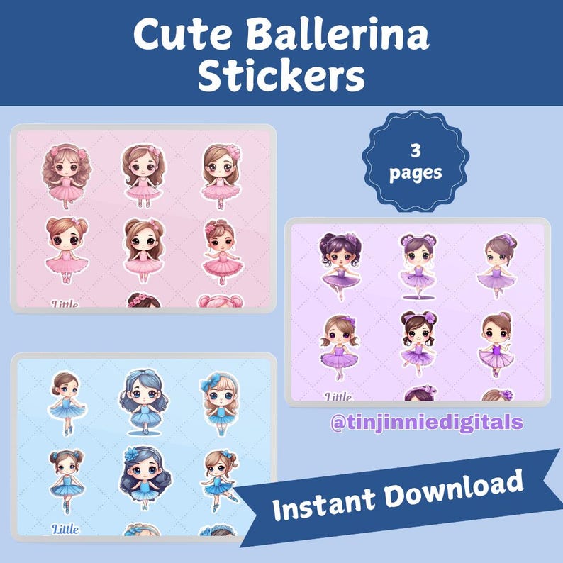 Cute Ballerina Stickers Printable Dance Stickers Ballet Stickers for ...