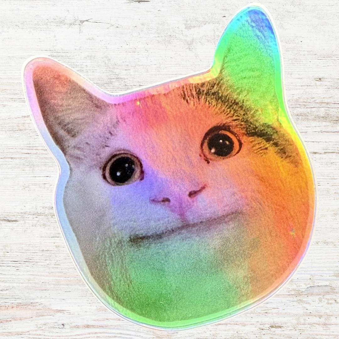 Beluga Cat Meme Holographic Sticker - Etsy