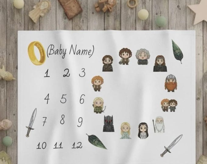 Lord of the Crib Milestone Blanket, Lord of Rings Baby Blanket, Baby ...