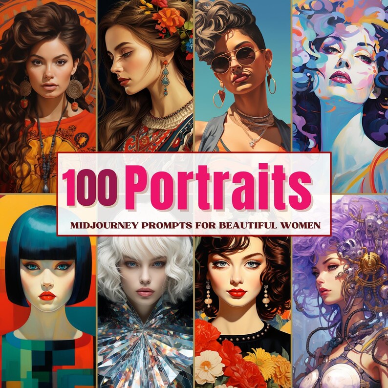 100 Artistic Women Portrait Prompts | Midjourney AI Art (PDF) - Etsy