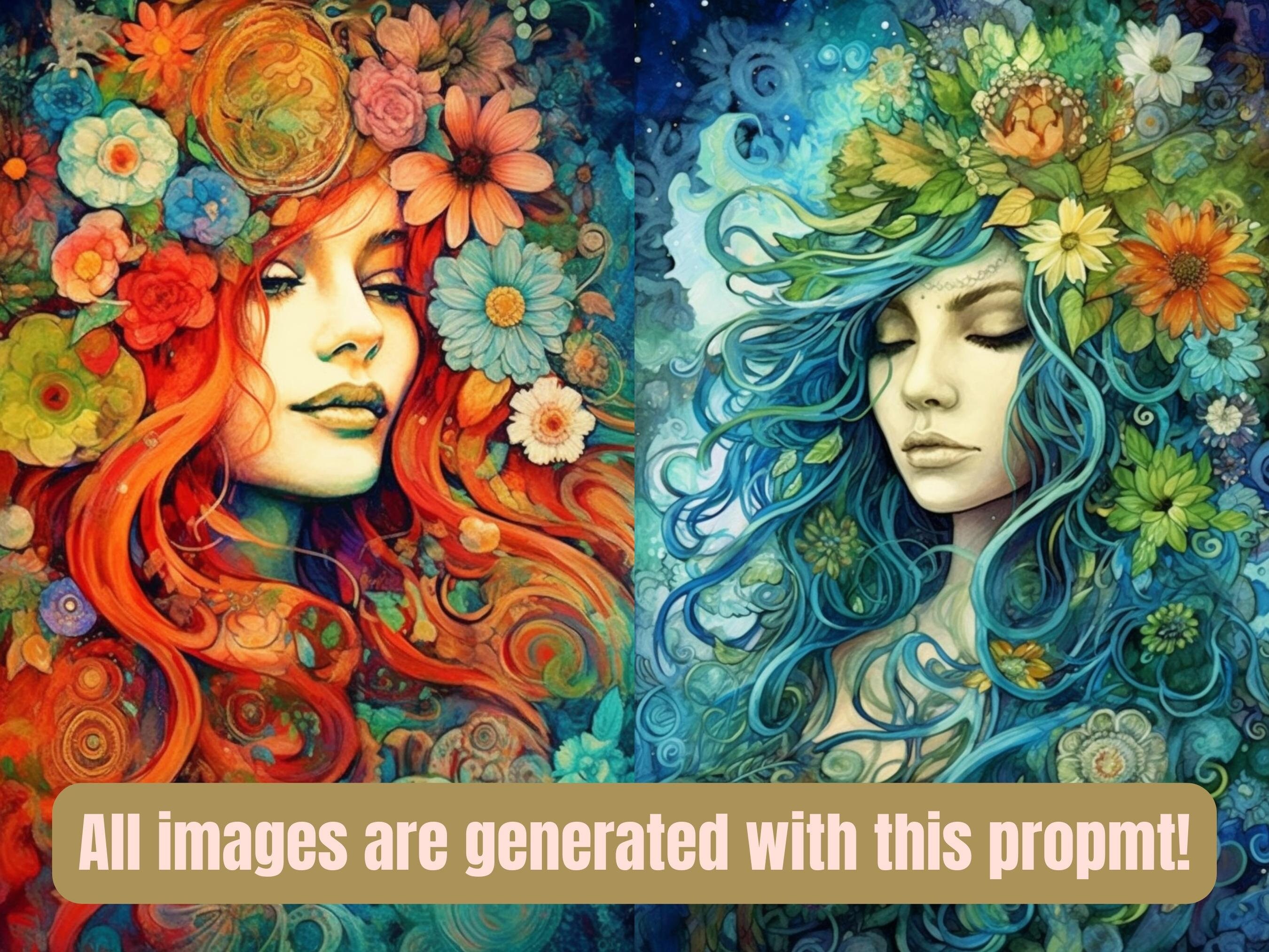 Midjourney Prompt beautiful Hippie Woman Portrait Poster Prompt AI Art ...